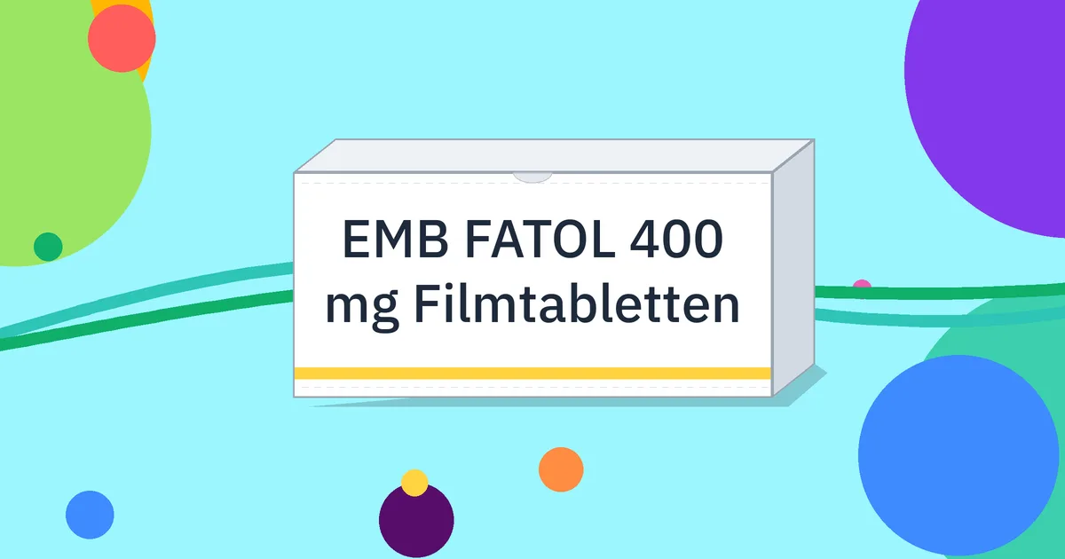 Symbolbild: Packung mit der Aufschrift EMB FATOL 400 mg Filmtabletten (PZN 03827289) – Verfügbarkeit und Bezug in Apotheken in Frankfurt am Main