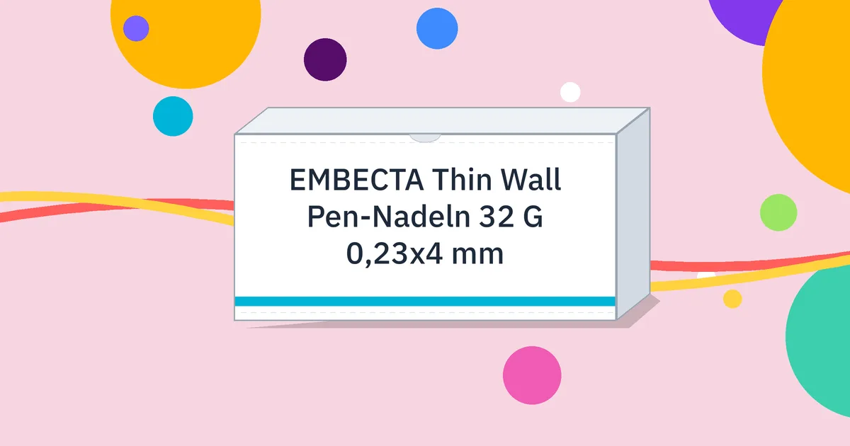 Symbolbild: Packung mit der Aufschrift EMBECTA Thin Wall Pen-Nadeln 32 G 0,23x4 mm (PZN 20869332) – Verfügbarkeit und Bezug in Apotheken in Frankfurt am Main
