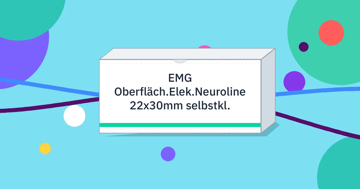 Symbolbild: Packung mit der Aufschrift EMG Oberfläch.Elek.Neuroline 22x30mm selbstkl. (PZN 03888345) – Verfügbarkeit und Bezug in Apotheken in Frankfurt am Main