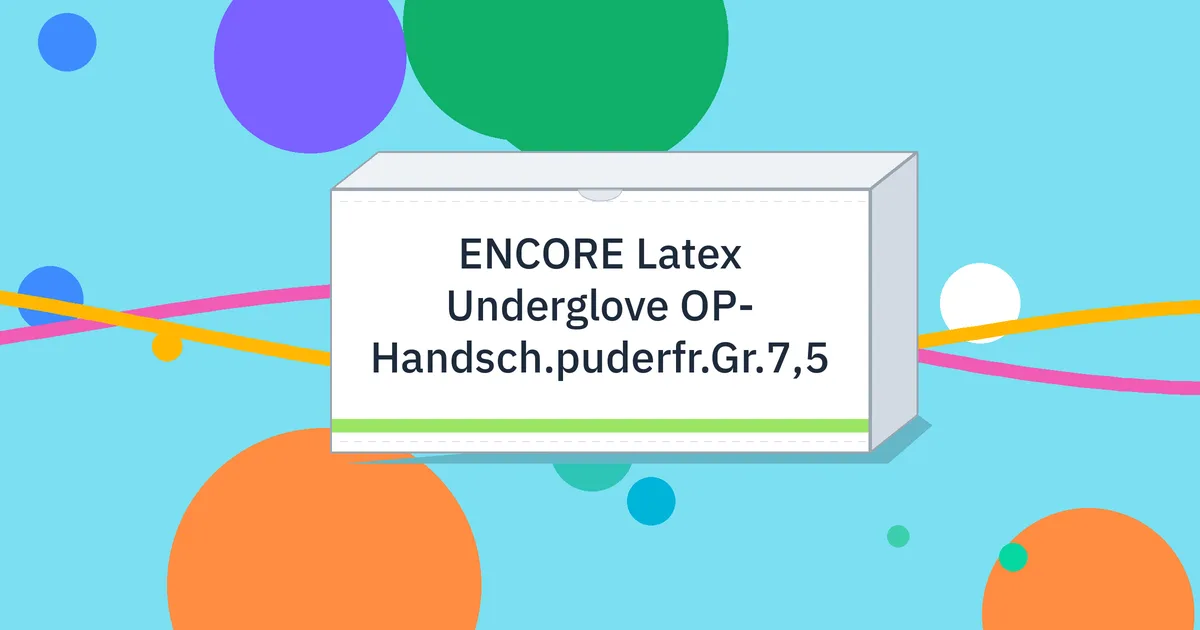 Symbolbild: Packung mit der Aufschrift ENCORE Latex Underglove OP-Handsch.puderfr.Gr.7,5 (PZN 13163956) – Verfügbarkeit und Bezug in Apotheken in Frankfurt am Main