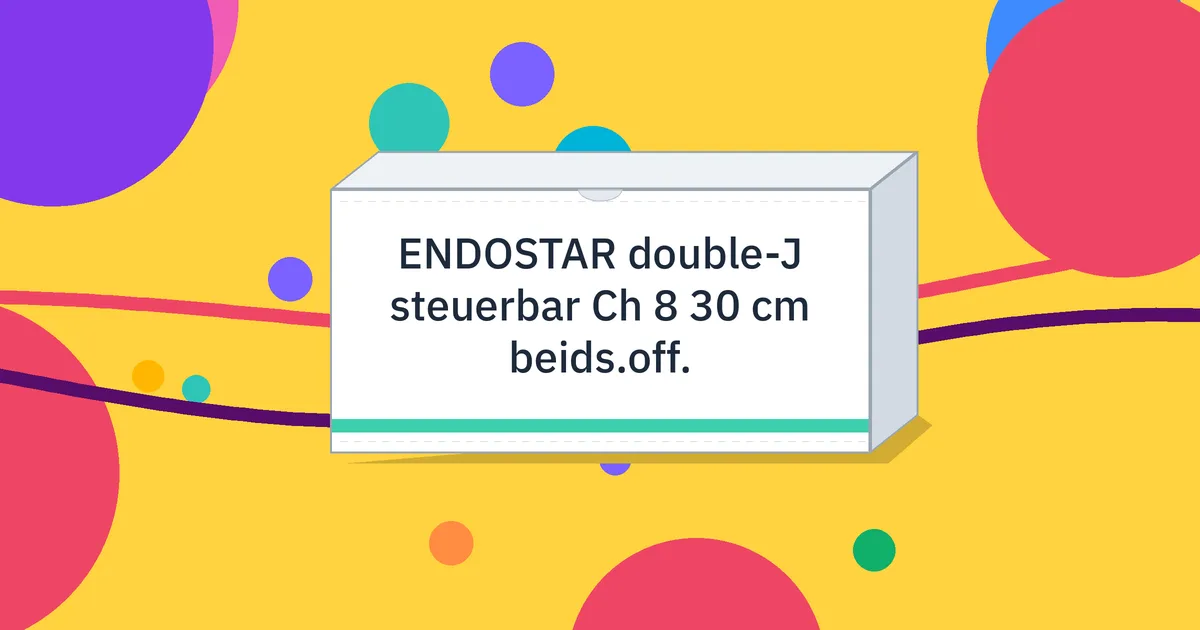 Symbolbild: Packung mit der Aufschrift ENDOSTAR double-J steuerbar Ch 8 30 cm beids.off. (PZN 00439807) – Verfügbarkeit und Bezug in Apotheken in Frankfurt am Main