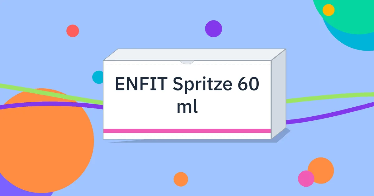 Symbolbild: Packung mit der Aufschrift ENFIT Spritze 60 ml (PZN 18174278) – Verfügbarkeit und Bezug in Apotheken in Frankfurt am Main