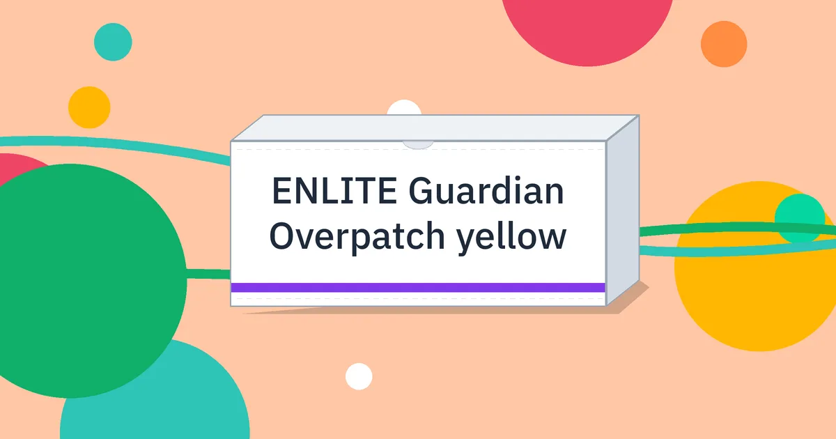 Symbolbild: Packung mit der Aufschrift ENLITE Guardian Overpatch yellow (PZN 19865493) – Verfügbarkeit und Bezug in Apotheken in Frankfurt am Main
