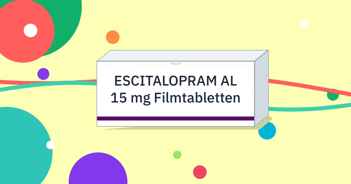 Symbolbild: Packung mit der Aufschrift ESCITALOPRAM AL 15 mg Filmtabletten (PZN 13164861) – Verfügbarkeit und Bezug in Apotheken in Frankfurt am Main