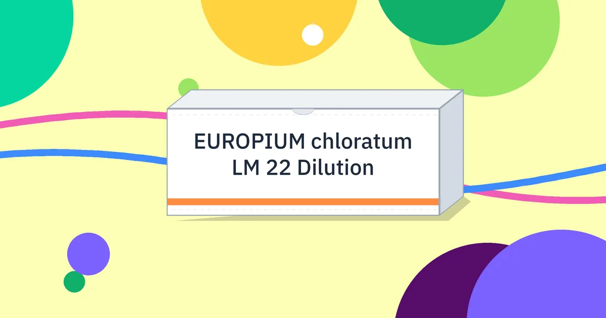 Symbolbild: Packung mit der Aufschrift EUROPIUM chloratum LM 22 Dilution (PZN 13484264) – Verfügbarkeit und Bezug in Apotheken in Frankfurt am Main