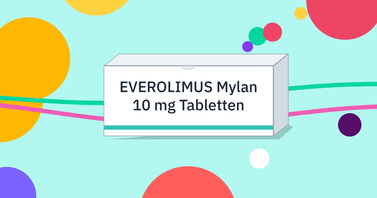 Symbolbild: Packung mit der Aufschrift EVEROLIMUS Mylan 10 mg Tabletten (PZN 17421183) – Verfügbarkeit und Bezug in Apotheken in Frankfurt am Main
