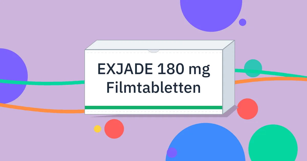 Symbolbild: Packung mit der Aufschrift EXJADE 180 mg Filmtabletten (PZN 11613823) – Verfügbarkeit und Bezug in Apotheken in Frankfurt am Main