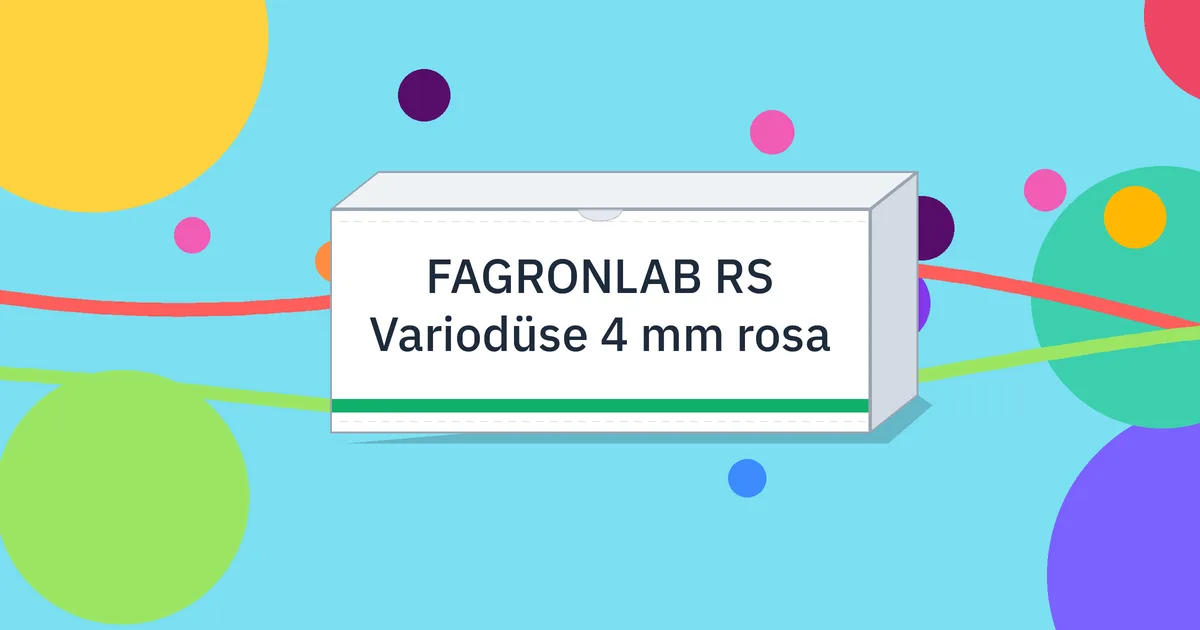 Symbolbild: Packung mit der Aufschrift FAGRONLAB RS Variodüse 4 mm rosa (PZN 20912430) – Verfügbarkeit und Bezug in Apotheken in Frankfurt am Main