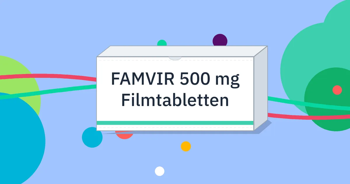 Symbolbild: Packung mit der Aufschrift FAMVIR 500 mg Filmtabletten (PZN 14357272) – Verfügbarkeit und Bezug in Apotheken in Frankfurt am Main