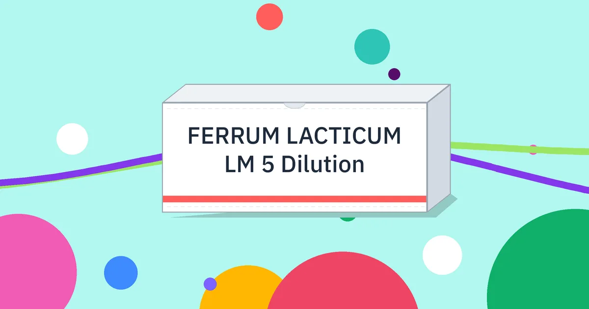 Symbolbild: Packung mit der Aufschrift FERRUM LACTICUM LM 5 Dilution (PZN 12849290) – Verfügbarkeit und Bezug in Apotheken in Frankfurt am Main