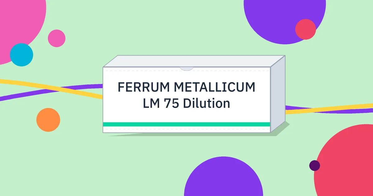 Symbolbild: Packung mit der Aufschrift FERRUM METALLICUM LM 75 Dilution (PZN 12850548) – Verfügbarkeit und Bezug in Apotheken in Frankfurt am Main