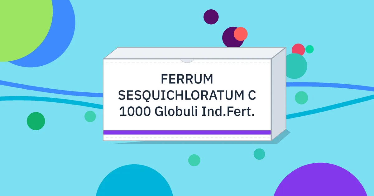 Symbolbild: Packung mit der Aufschrift FERRUM SESQUICHLORATUM C 1000 Globuli Ind.Fert. (PZN 17691586) – Verfügbarkeit und Bezug in Apotheken in Frankfurt am Main