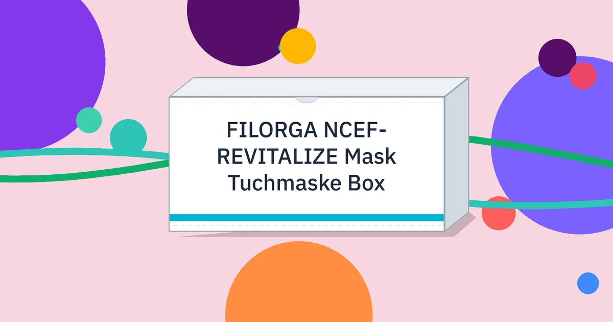 Symbolbild: Packung mit der Aufschrift FILORGA NCEF-REVITALIZE Mask Tuchmaske Box (PZN 19729413) – Verfügbarkeit und Bezug in Apotheken in Frankfurt am Main