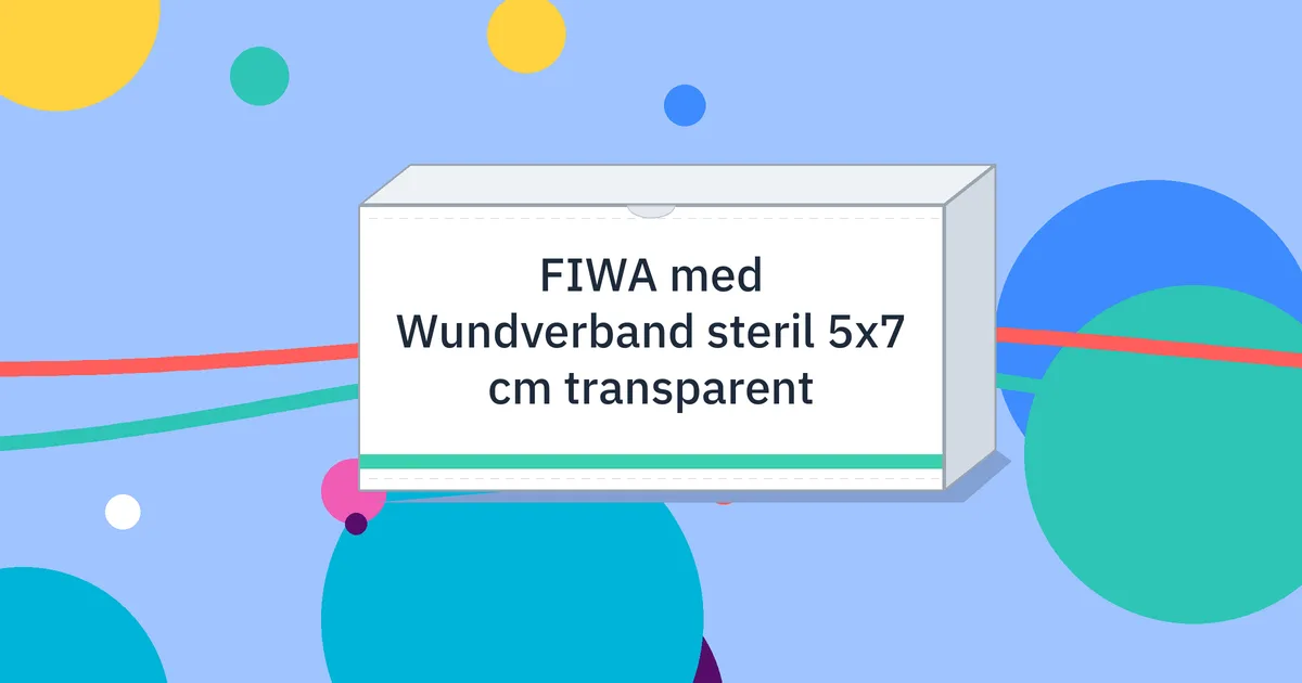 Symbolbild: Packung mit der Aufschrift FIWA med Wundverband steril 5x7 cm transparent (PZN 19813243) – Verfügbarkeit und Bezug in Apotheken in Frankfurt am Main
