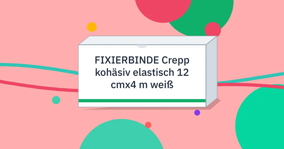 Symbolbild: Packung mit der Aufschrift FIXIERBINDE Crepp kohäsiv elastisch 12 cmx4 m weiß (PZN 04794698) – Verfügbarkeit und Bezug in Apotheken in Frankfurt am Main