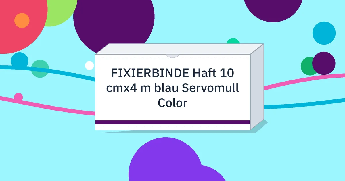 Symbolbild: Packung mit der Aufschrift FIXIERBINDE Haft 10 cmx4 m blau Servomull Color (PZN 04761629) – Verfügbarkeit und Bezug in Apotheken in Frankfurt am Main