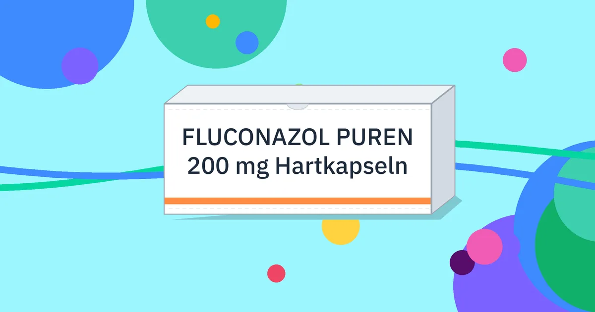 Symbolbild: Packung mit der Aufschrift FLUCONAZOL PUREN 200 mg Hartkapseln (PZN 11354818) – Verfügbarkeit und Bezug in Apotheken in Frankfurt am Main