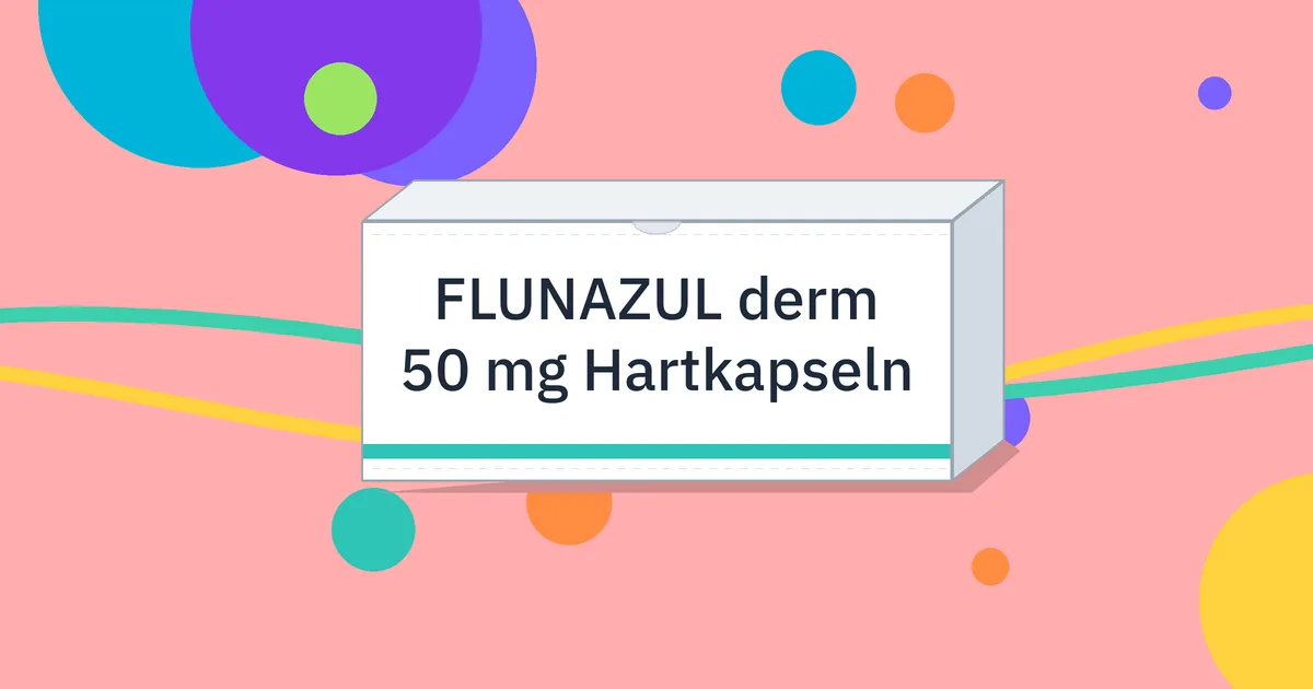 Symbolbild: Packung mit der Aufschrift FLUNAZUL derm 50 mg Hartkapseln (PZN 04103783) – Verfügbarkeit und Bezug in Apotheken in Frankfurt am Main