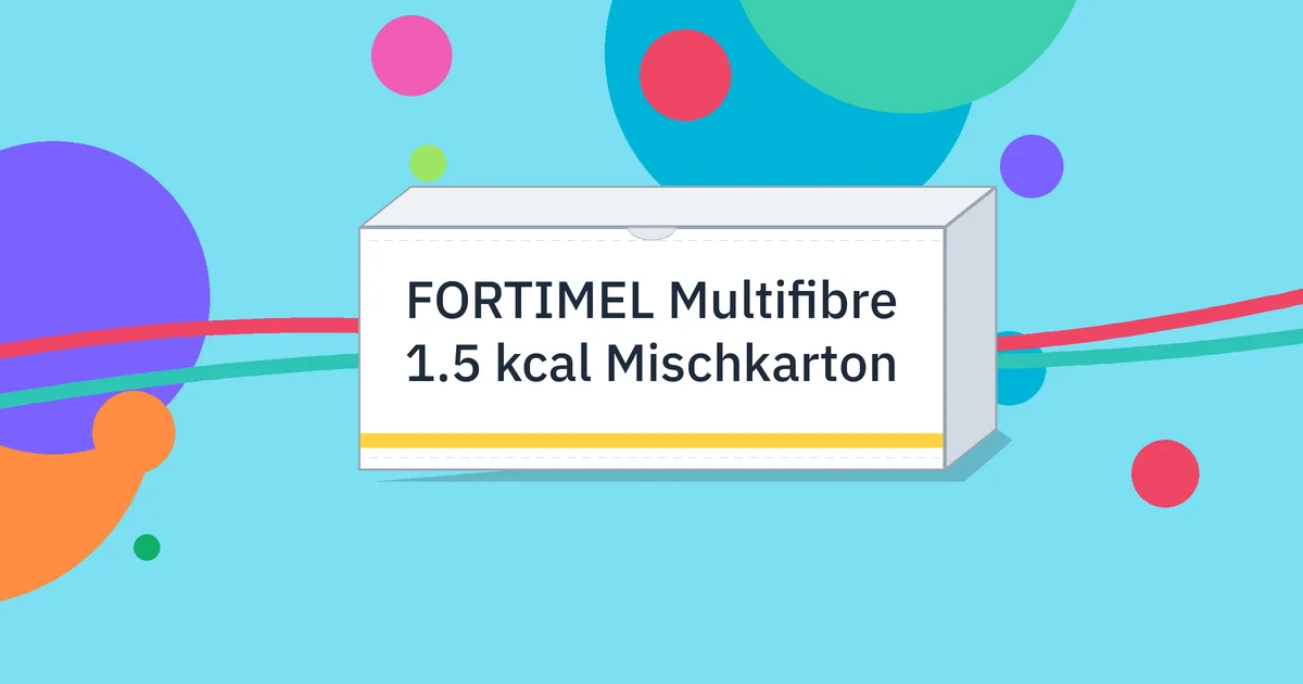 Symbolbild: Packung mit der Aufschrift FORTIMEL Multifibre 1.5 kcal Mischkarton (PZN 19829801) – Verfügbarkeit und Bezug in Apotheken in Frankfurt am Main