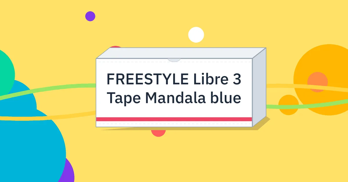 Symbolbild: Packung mit der Aufschrift FREESTYLE Libre 3 Tape Mandala blue (PZN 18178543) – Verfügbarkeit und Bezug in Apotheken in Frankfurt am Main