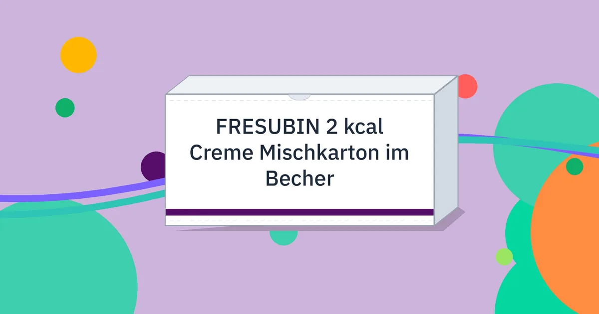 Symbolbild: Packung mit der Aufschrift FRESUBIN 2 kcal Creme Mischkarton im Becher (PZN 19732243) – Verfügbarkeit und Bezug in Apotheken in Frankfurt am Main