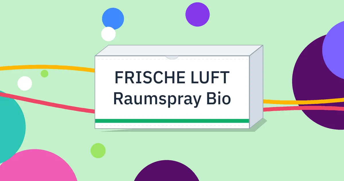 Symbolbild: Packung mit der Aufschrift FRISCHE LUFT Raumspray Bio (PZN 15394789) – Verfügbarkeit und Bezug in Apotheken in Frankfurt am Main