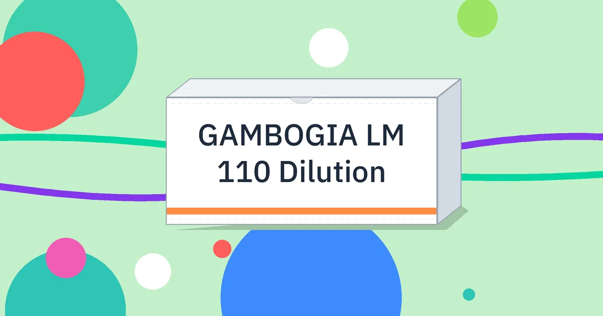 Symbolbild: Packung mit der Aufschrift GAMBOGIA LM 110 Dilution (PZN 13498823) – Verfügbarkeit und Bezug in Apotheken in Frankfurt am Main