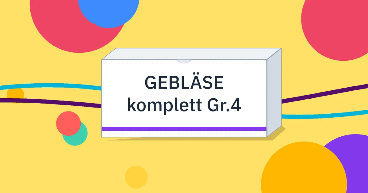Symbolbild: Packung mit der Aufschrift GEBLÄSE komplett Gr.4 (PZN 01962497) – Verfügbarkeit und Bezug in Apotheken in Frankfurt am Main