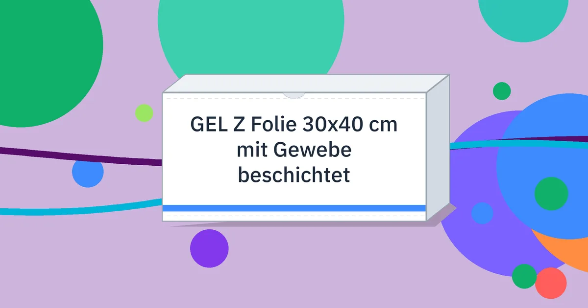 Symbolbild: Packung mit der Aufschrift GEL Z Folie 30x40 cm mit Gewebe beschichtet (PZN 11078927) – Verfügbarkeit und Bezug in Apotheken in Frankfurt am Main