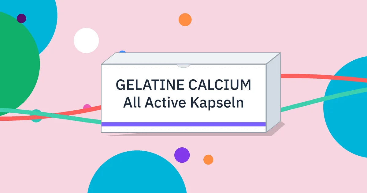 Symbolbild: Packung mit der Aufschrift GELATINE CALCIUM All Active Kapseln (PZN 00243547) – Verfügbarkeit und Bezug in Apotheken in Frankfurt am Main
