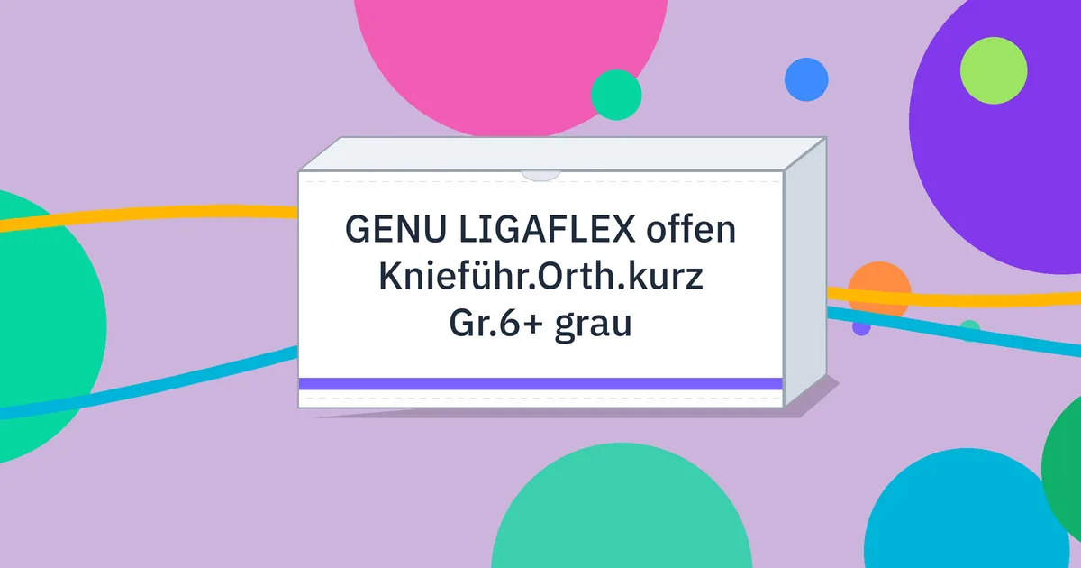 Symbolbild: Packung mit der Aufschrift GENU LIGAFLEX offen Knieführ.Orth.kurz Gr.6+ grau (PZN 14309020) – Verfügbarkeit und Bezug in Apotheken in Frankfurt am Main
