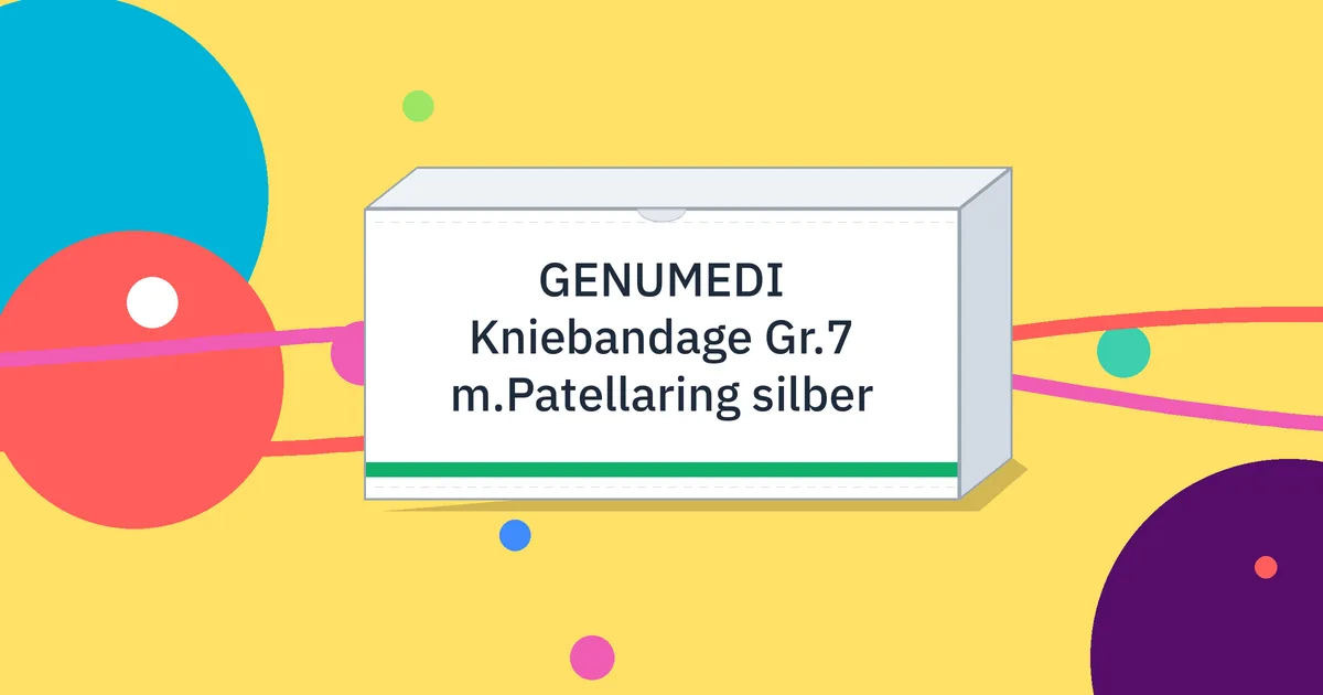 Symbolbild: Packung mit der Aufschrift GENUMEDI Kniebandage Gr.7 m.Patellaring silber (PZN 15315643) – Verfügbarkeit und Bezug in Apotheken in Frankfurt am Main