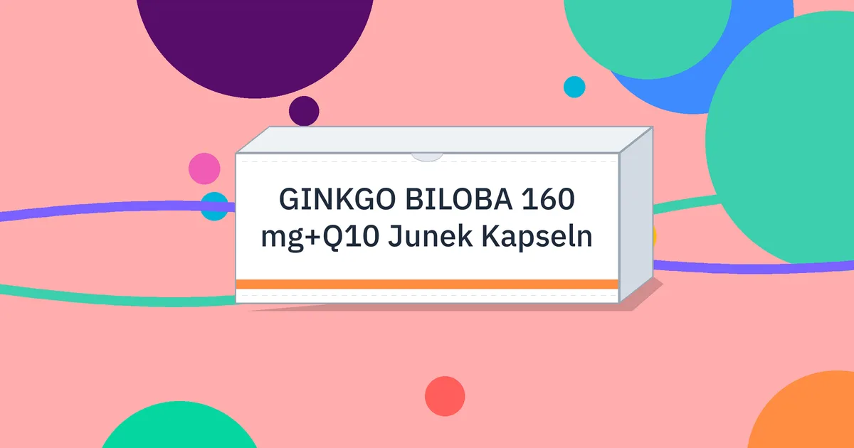 Symbolbild: Packung mit der Aufschrift GINKGO BILOBA 160 mg+Q10 Junek Kapseln (PZN 01644509) – Verfügbarkeit und Bezug in Apotheken in Frankfurt am Main