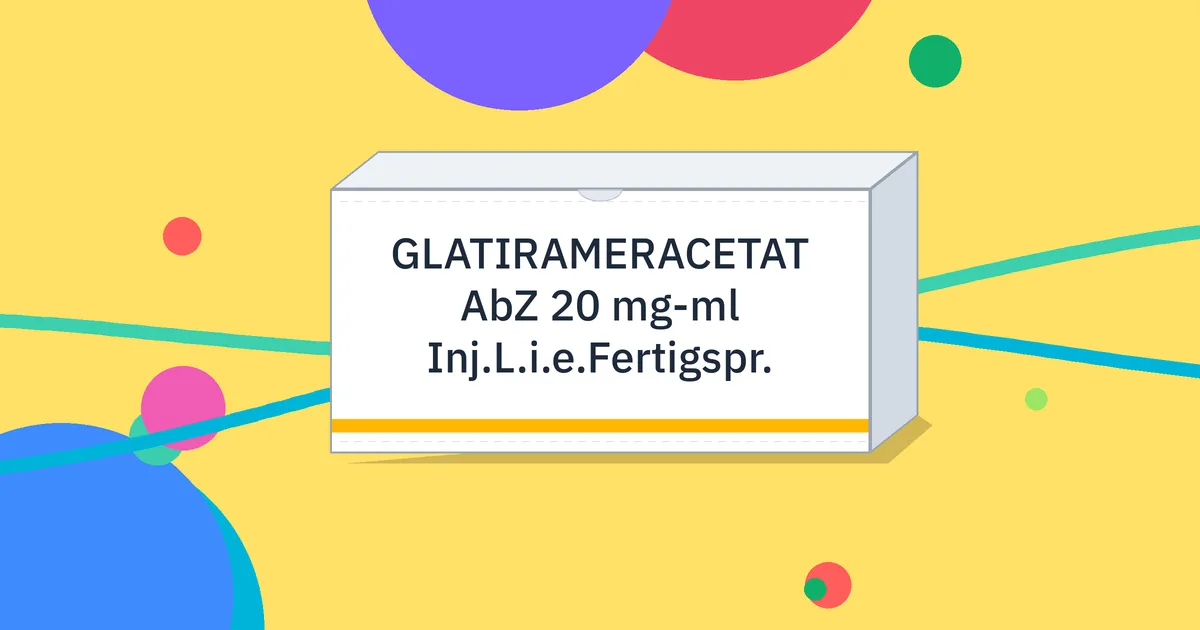 Symbolbild: Packung mit der Aufschrift GLATIRAMERACETAT AbZ 20 mg-ml Inj.L.i.e.Fertigspr. (PZN 14132159) – Verfügbarkeit und Bezug in Apotheken in Frankfurt am Main