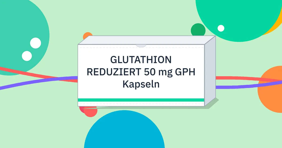 Symbolbild: Packung mit der Aufschrift GLUTATHION REDUZIERT 50 mg GPH Kapseln (PZN 09786462) – Verfügbarkeit und Bezug in Apotheken in Frankfurt am Main