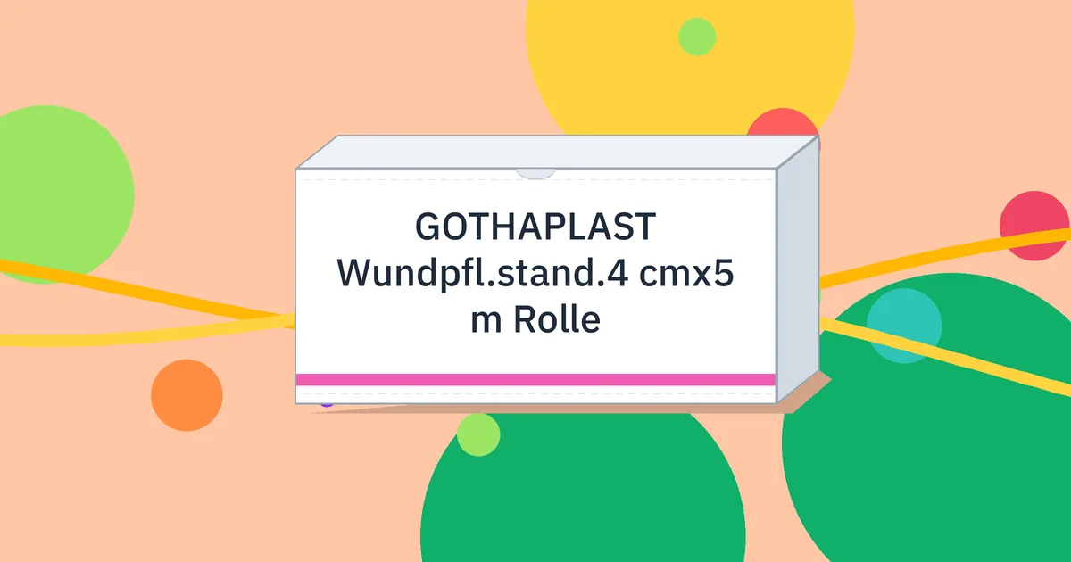 Symbolbild: Packung mit der Aufschrift GOTHAPLAST Wundpfl.stand.4 cmx5 m Rolle (PZN 04951324) – Verfügbarkeit und Bezug in Apotheken in Frankfurt am Main