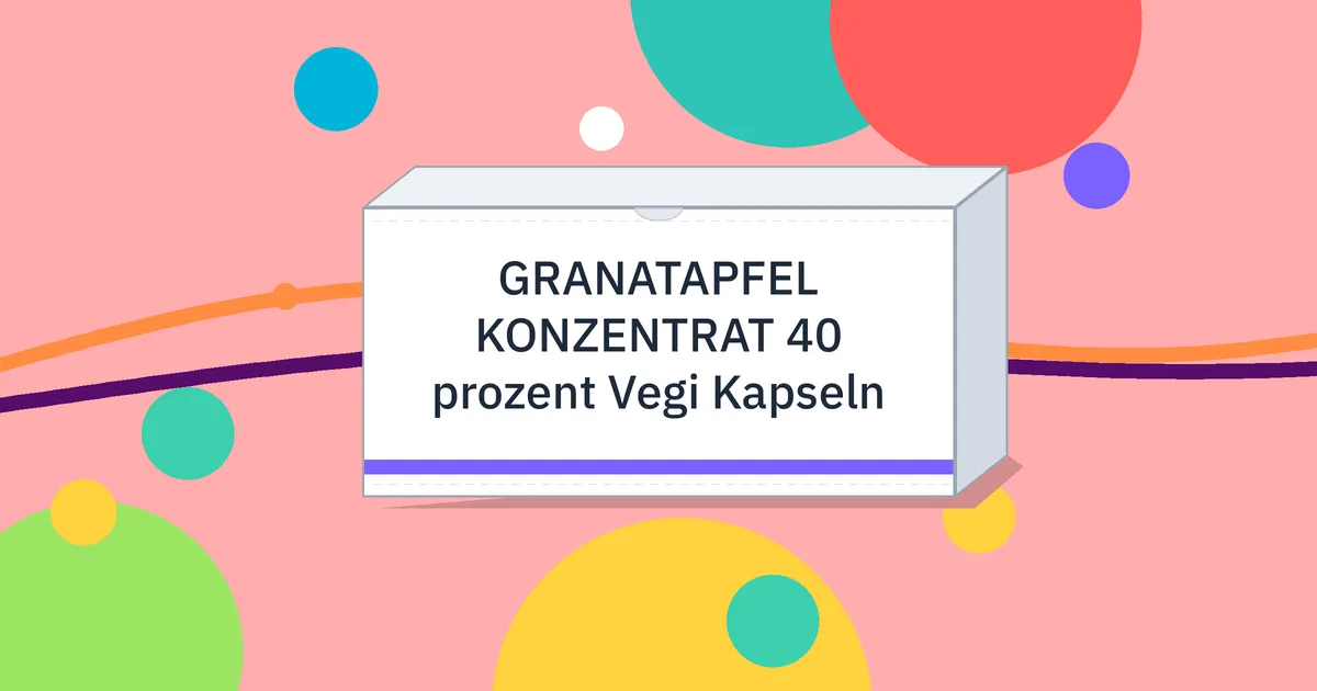 Symbolbild: Packung mit der Aufschrift GRANATAPFEL KONZENTRAT 40 prozent Vegi Kapseln (PZN 04446715) – Verfügbarkeit und Bezug in Apotheken in Frankfurt am Main