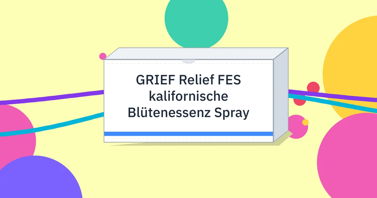Symbolbild: Packung mit der Aufschrift GRIEF Relief FES kalifornische Blütenessenz Spray (PZN 09174167) – Verfügbarkeit und Bezug in Apotheken in Frankfurt am Main