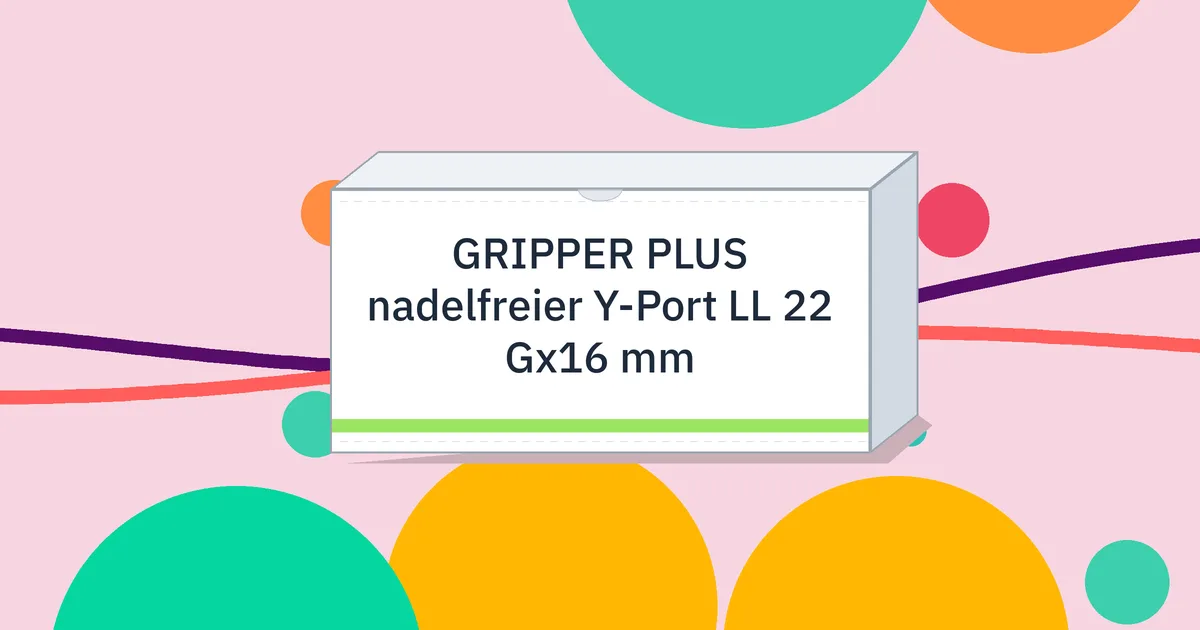 Symbolbild: Packung mit der Aufschrift GRIPPER PLUS nadelfreier Y-Port LL 22 Gx16 mm (PZN 09675662) – Verfügbarkeit und Bezug in Apotheken in Frankfurt am Main