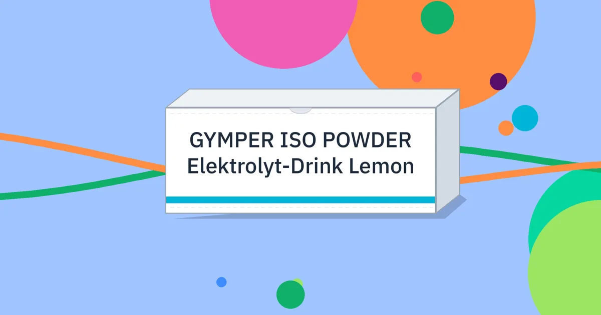 Symbolbild: Packung mit der Aufschrift GYMPER ISO POWDER Elektrolyt-Drink Lemon (PZN 15623646) – Verfügbarkeit und Bezug in Apotheken in Frankfurt am Main