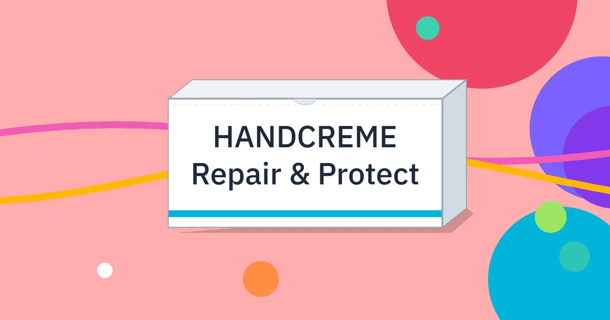 Symbolbild: Packung mit der Aufschrift HANDCREME Repair & Protect (PZN 16679376) – Verfügbarkeit und Bezug in Apotheken in Frankfurt am Main
