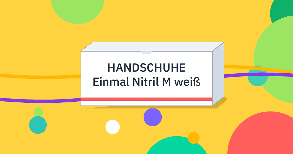 Symbolbild: Packung mit der Aufschrift HANDSCHUHE Einmal Nitril M weiß (PZN 08439623) – Verfügbarkeit und Bezug in Apotheken in Frankfurt am Main