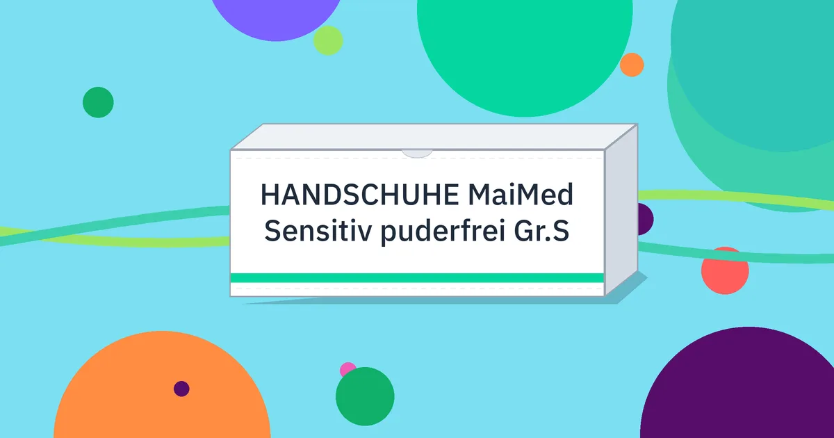 Symbolbild: Packung mit der Aufschrift HANDSCHUHE MaiMed Sensitiv puderfrei Gr.S (PZN 01603723) – Verfügbarkeit und Bezug in Apotheken in Frankfurt am Main