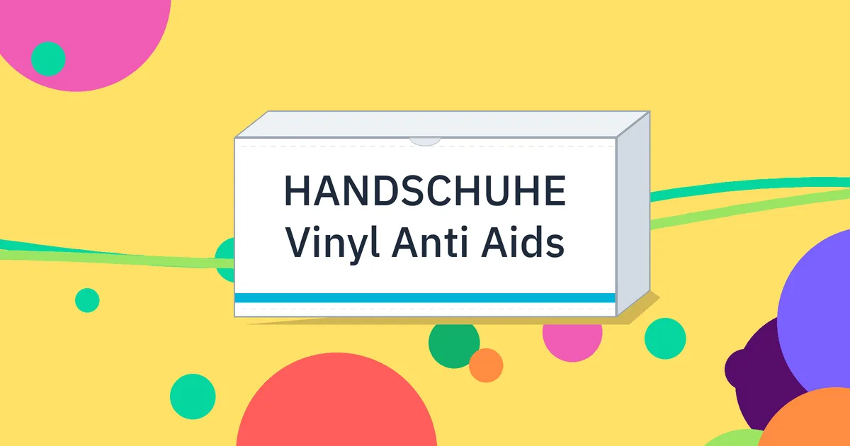 Symbolbild: Packung mit der Aufschrift HANDSCHUHE Vinyl Anti Aids (PZN 02549753) – Verfügbarkeit und Bezug in Apotheken in Frankfurt am Main