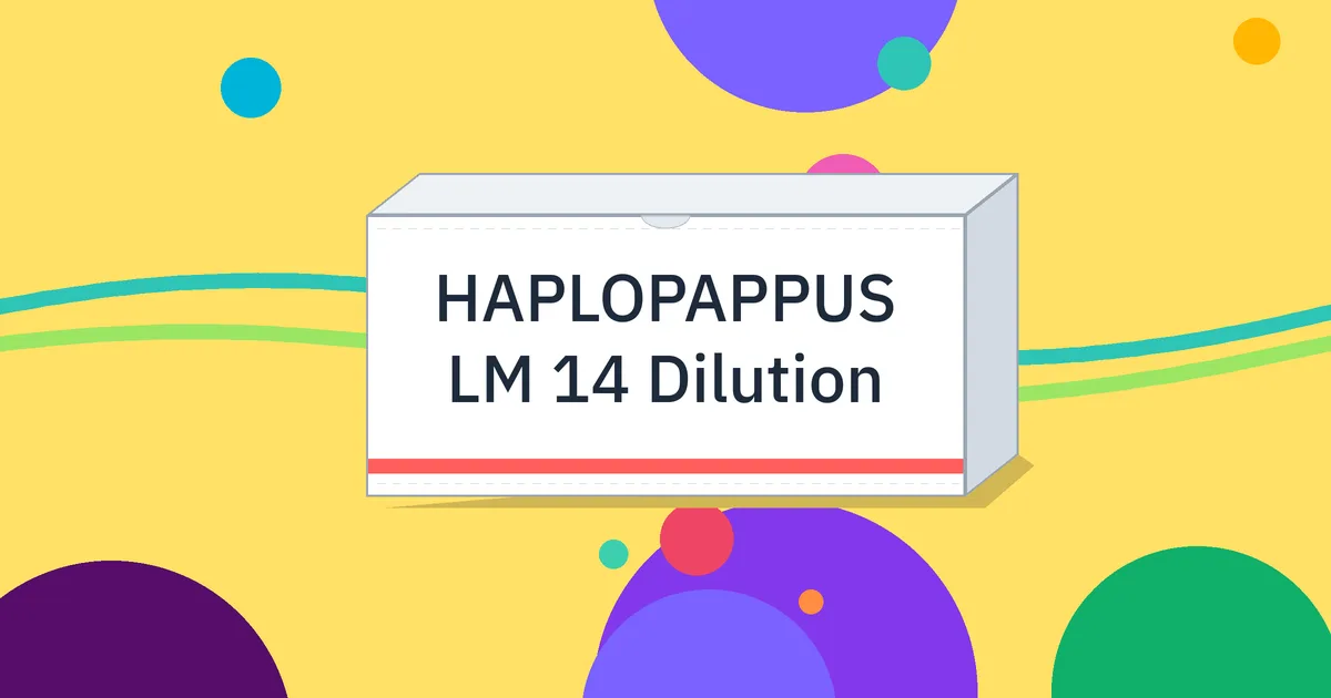 Symbolbild: Packung mit der Aufschrift HAPLOPAPPUS LM 14 Dilution (PZN 12884895) – Verfügbarkeit und Bezug in Apotheken in Frankfurt am Main