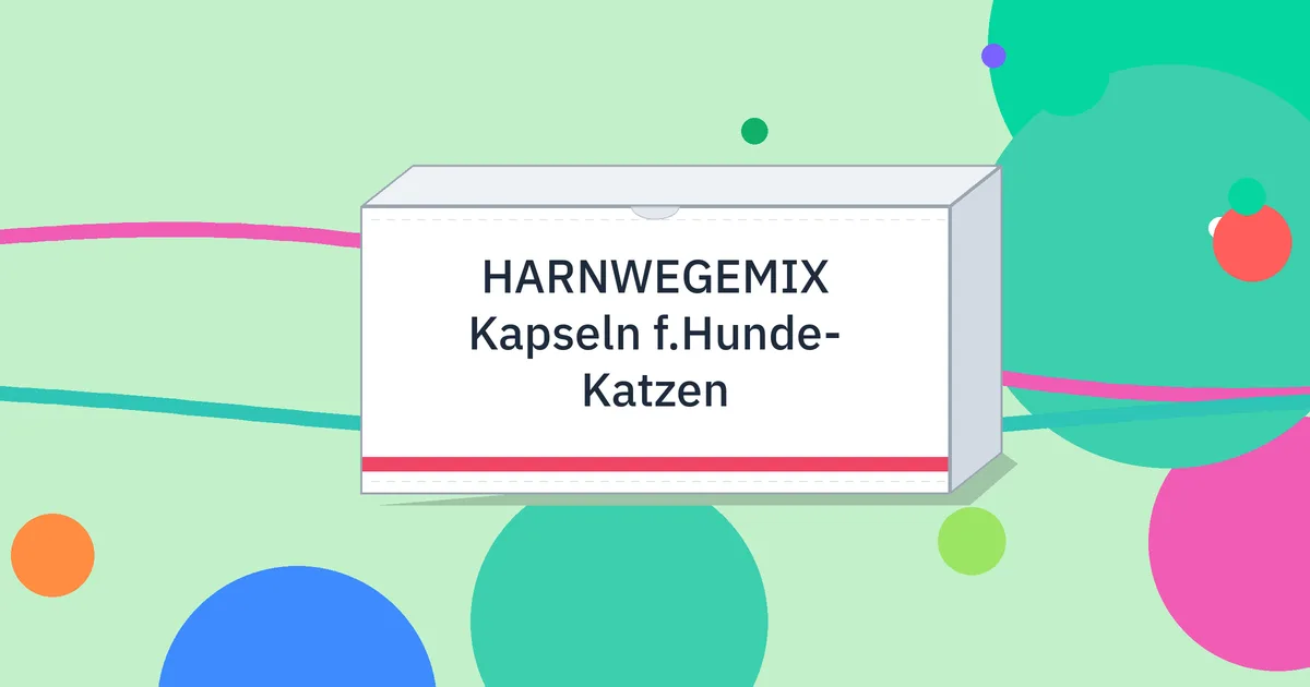 Symbolbild: Packung mit der Aufschrift HARNWEGEMIX Kapseln f.Hunde-Katzen (PZN 12349096) – Verfügbarkeit und Bezug in Apotheken in Frankfurt am Main