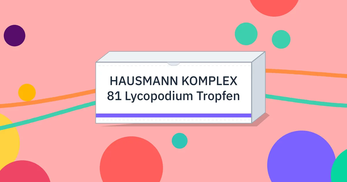 Symbolbild: Packung mit der Aufschrift HAUSMANN KOMPLEX 81 Lycopodium Tropfen (PZN 04691509) – Verfügbarkeit und Bezug in Apotheken in Frankfurt am Main