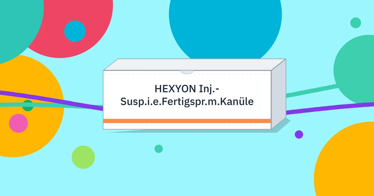 Symbolbild: Packung mit der Aufschrift HEXYON Inj.-Susp.i.e.Fertigspr.m.Kanüle (PZN 16008831) – Verfügbarkeit und Bezug in Apotheken in Frankfurt am Main