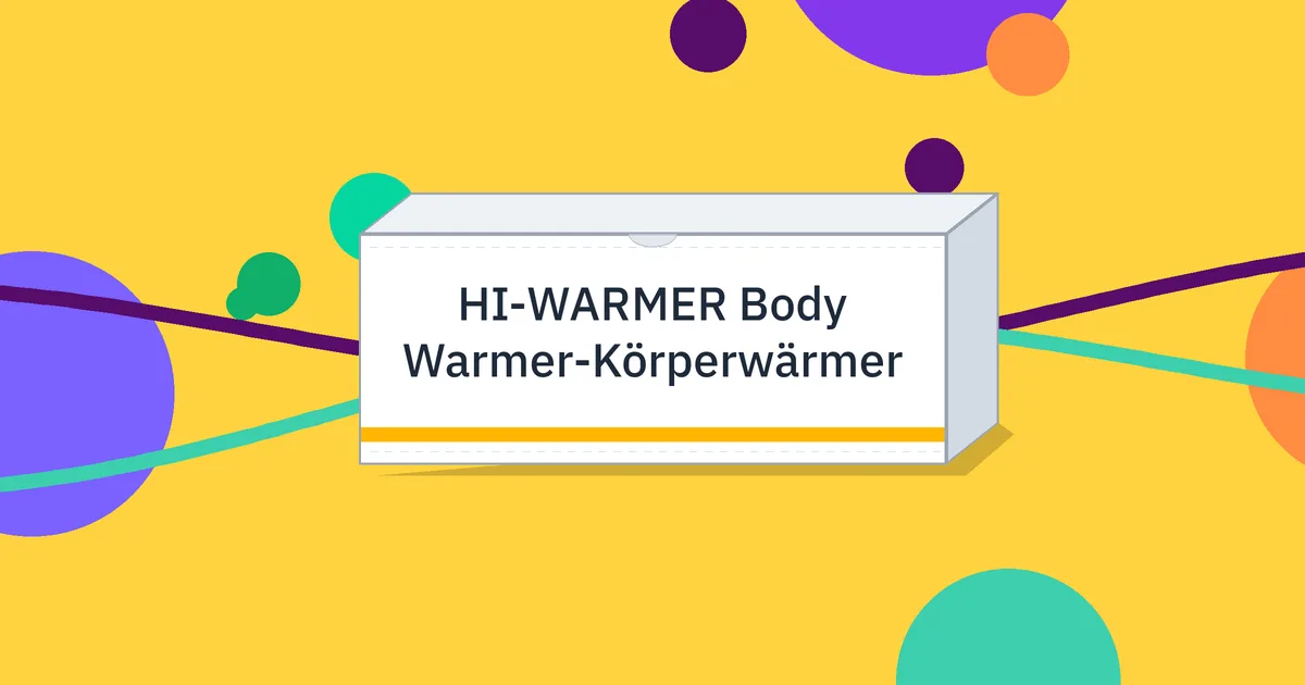 Symbolbild: Packung mit der Aufschrift HI-WARMER Body Warmer-Körperwärmer (PZN 19123314) – Verfügbarkeit und Bezug in Apotheken in Frankfurt am Main