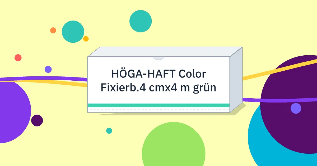Symbolbild: Packung mit der Aufschrift HÖGA-HAFT Color Fixierb.4 cmx4 m grün (PZN 10933075) – Verfügbarkeit und Bezug in Apotheken in Frankfurt am Main